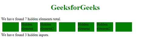 jquery hidden selector geeksforgeeks