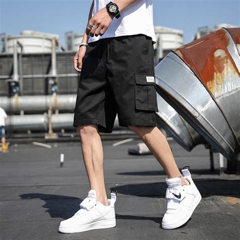 Cargo Short Homens Streetwear Y2k Shorts Casual Plus Size Preto 2022