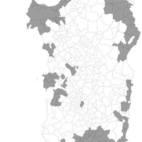 Map Of Municipalities In Grey With An Increase Of Population In The