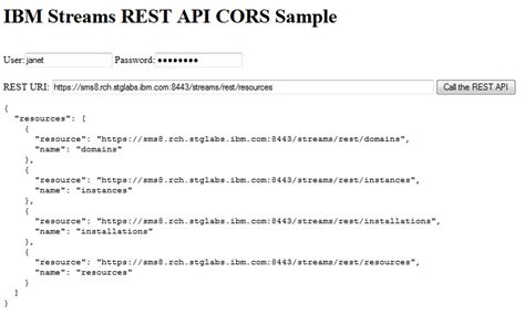 example calling the streams rest apis from a script using cors cloud