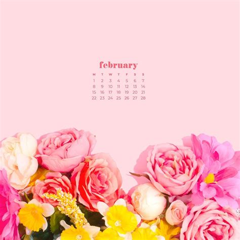 Floral February 2021 Calendar Desktop Wallpaper Print February 2021