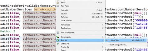 maven project with junit checking for a bank account number