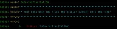 mainframe cobol debugging mode ‘d in 7th column srinimf
