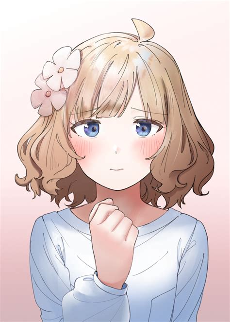 Safebooru 1girl Absurdres Ahoge Blue Eyes Blue Shirt Blush Brown Hair