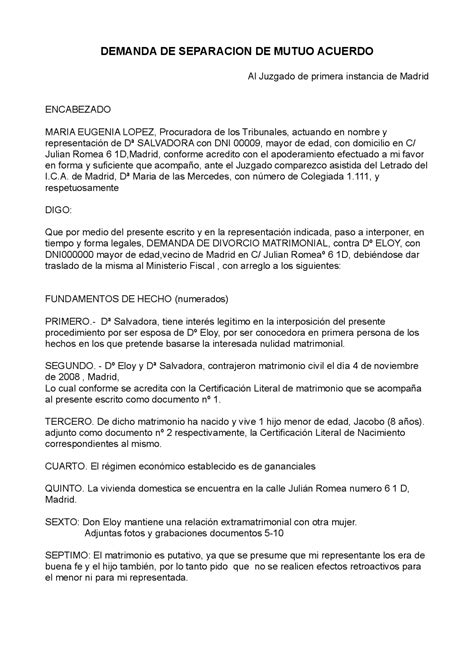 Solicitud De Divorcio Por Mutuo Acuerdo Jurídico Fácil