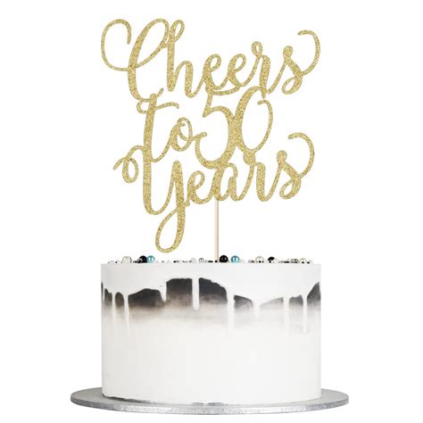 Buy Auteby Cheers To 50 Years Cake Topper Gold Glitter Happy 50th