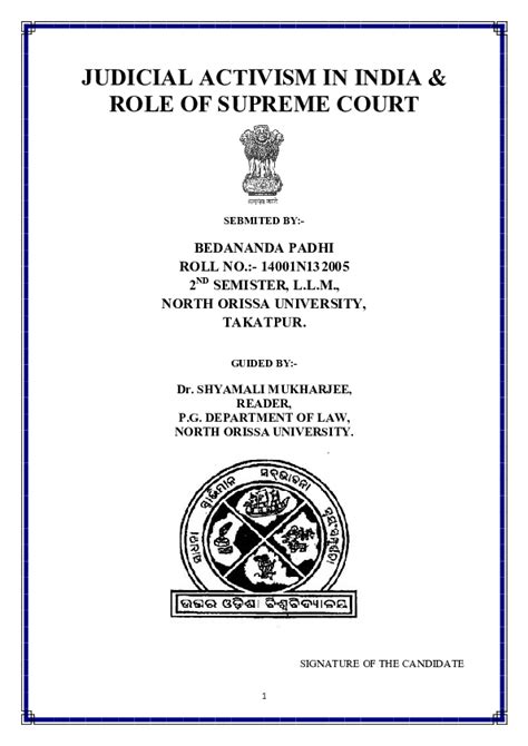 Pdf Judicial Activism In India Bedananda Padhi