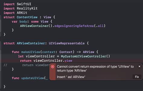 xcode how to fix cannot convert return expression of type uiview to