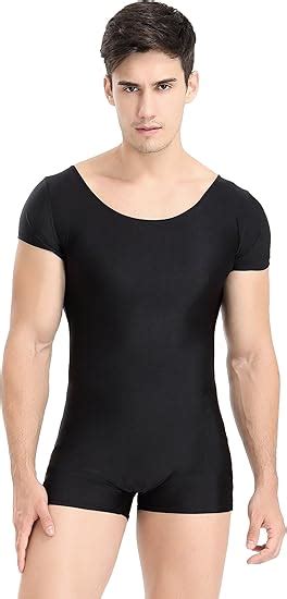 Yanarno Mens Zip Front Biketard Spandex Dance Unitard Bodysuit Gym