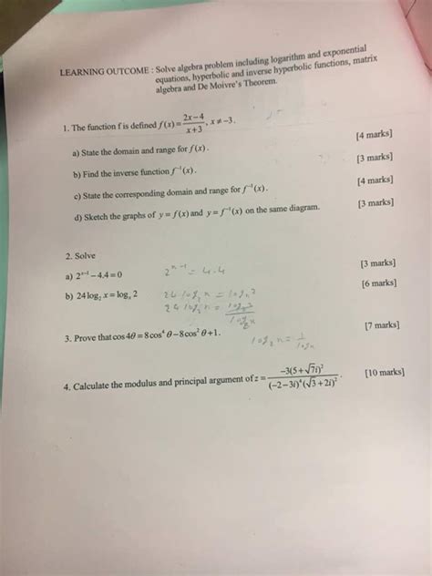 solved learning outcome solve algebra problem including