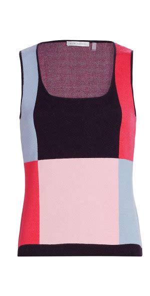 Elie Tahari Womens Aurelia Colorblock Sleeveless Knit Top