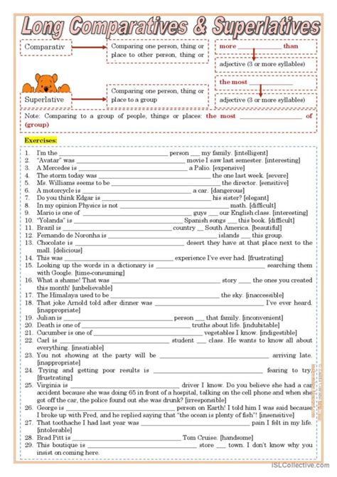 Long Comparatives And Superlatives English Esl Worksheets Pdf And Doc