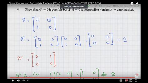 show that we can find matrix a where a 2 0 but a t a cannot be zero 2