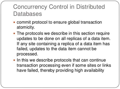 distributed datababase transaction and concurrency control