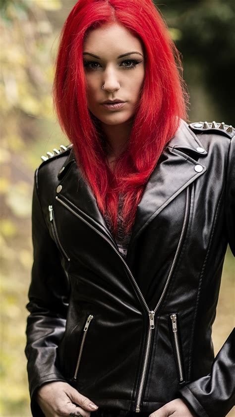 Wallpaper Red Hair Girl Leather Jacket 1920x1200 Hd Picture Image