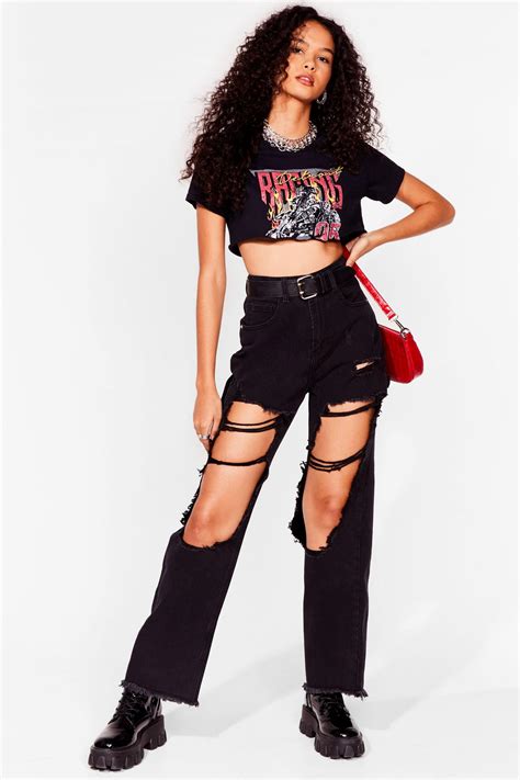Extreme Ripped Wide Leg Jeans Nasty Gal