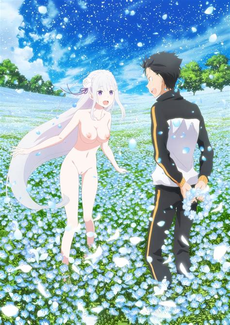Rule 34 1girls Breasts Emilia Re Zero Female Flower Long Ears Long