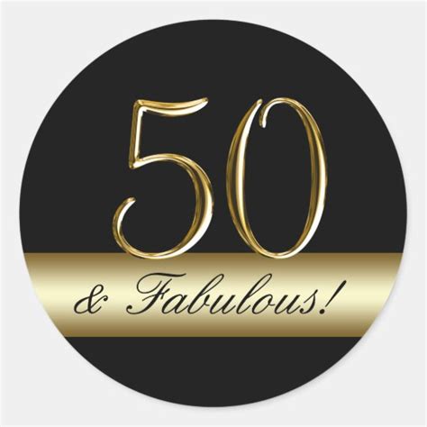 Black Metallic Gold 50th Birthday Classic Round Sticker