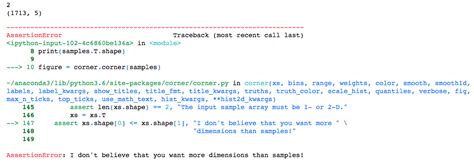 python corner plot more dimensions than samples error
