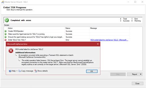 the enlist operation failed reason sqlserveragent error microsoft qanda