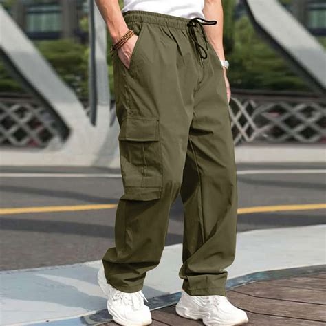 Wnegstg Cargo Pants For Men Versatile All Season Multi Pocket Hem Solid