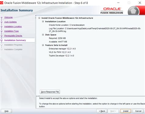 oracle fusion middleware infrastructure installation guide