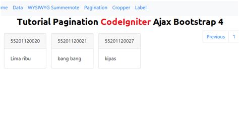 tutorial membuat pagination bootstrap 4 ajax codeigniter