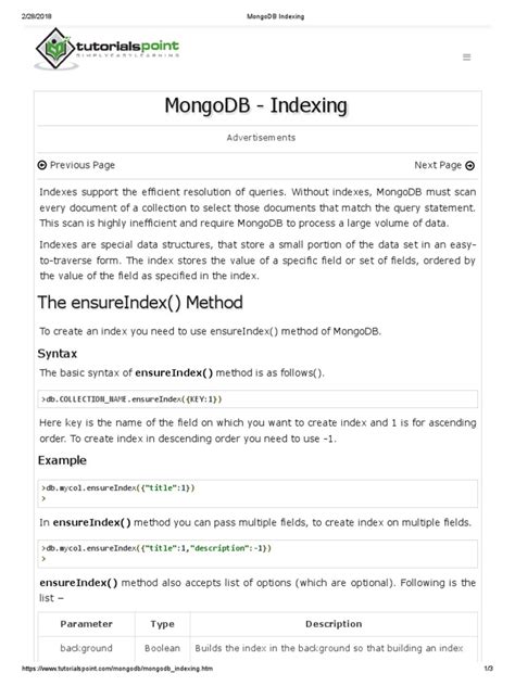 mongodb indexing pdf mongo db database index
