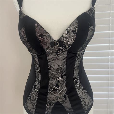 Corset By Honey Birdette Black Satin With Lace Depop