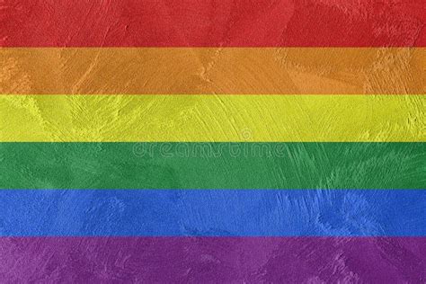 Rainbow Lgbtq Or Gay Pride Flag On Decorative Plaster Or Concrete