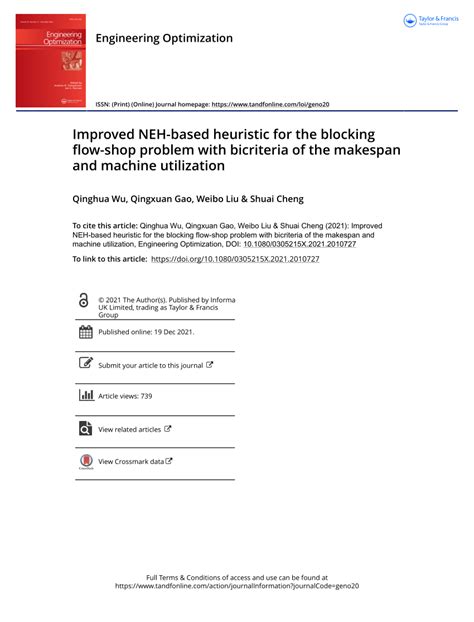 pdf improved neh based heuristic for the blocking flow shop problem