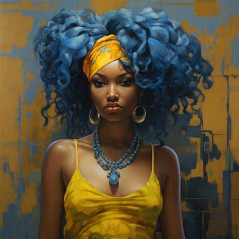Premium Photo Art Portrait Of A Beautiful Darkskinned Girl With Blue