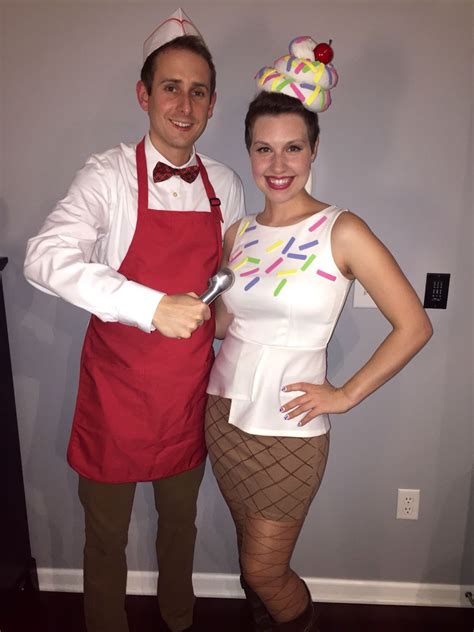 Homemade Ice Cream Cone And Ice Cream Scooper Costumes Couples Costume