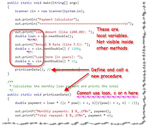 java variables types of variables in java