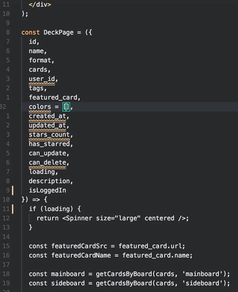 react component default props arg breaking some highlighting · issue