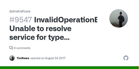 invalidoperationexception unable to resolve service for type