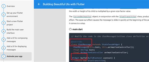 building beautiful uis with flutter ` override` placement error
