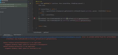 java cannot resolve method settext model stack overflow