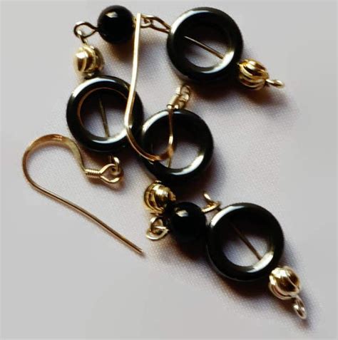 Hematite Earrings Hematite Circle Drop Earrings Hematite With