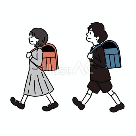 ランドセルを背負って歩く小学生イラスト No 23599735｜無料イラスト・フリー素材なら「イラストac」