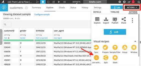 tutorial from lab to flow dataiku