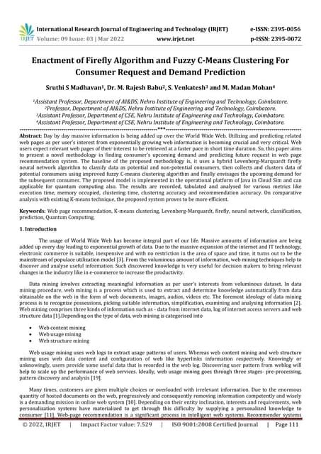 enactment of firefly algorithm and fuzzy c means clustering for