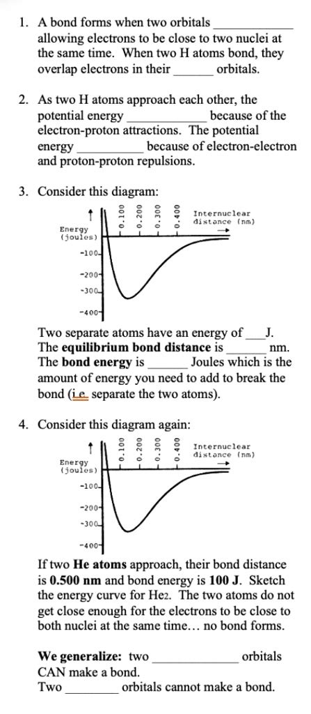 Solved A Bond Forms When Two Orbitals Allowing Electrons To Be Close