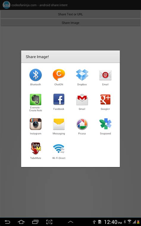 android share intent example for url text or image