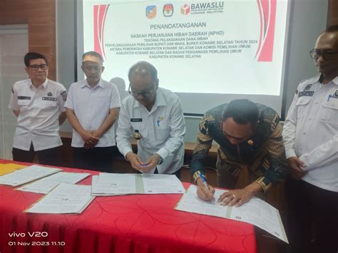 Pemda Bersama Kpu Dan Bawaslu Konsel Teken Nphd Pilkada 2024
