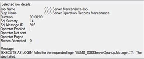 ssis server maintenance job execute as login failed for the requested