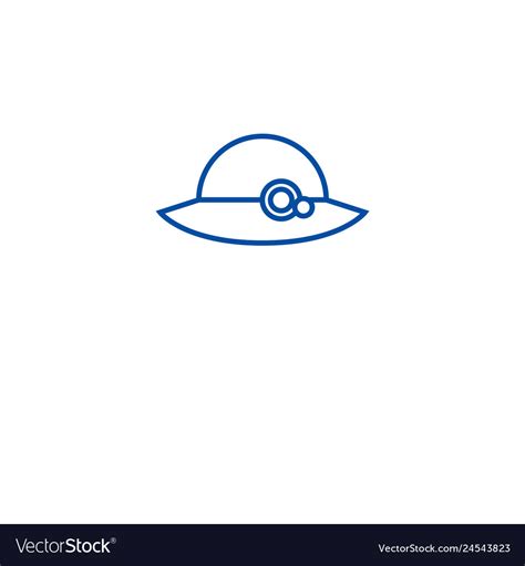 Woman Hat Line Icon Concept Flat Royalty Free Vector Image