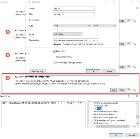 cannot implicitly convert type object to string error stimulsoft