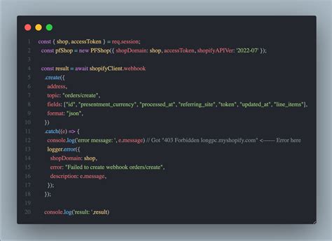 node js getting 403 forbidden xxx myshopify when creating a