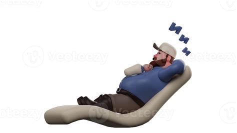 3d Illustration Tired Father 3d Cartoon Character Dad Fell Asleep On